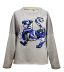 Hand Appliquéd Embroidered metallic thread tiger patch oversized jumper ...